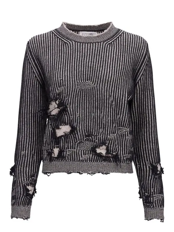 MAISON MARGIELA Distressed-effect Knitted Jumper - Grey