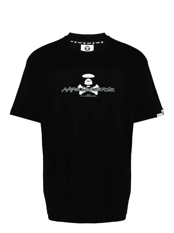 AAPE BY *A BATHING APE Logo-printed Cotton T-shirt - Black