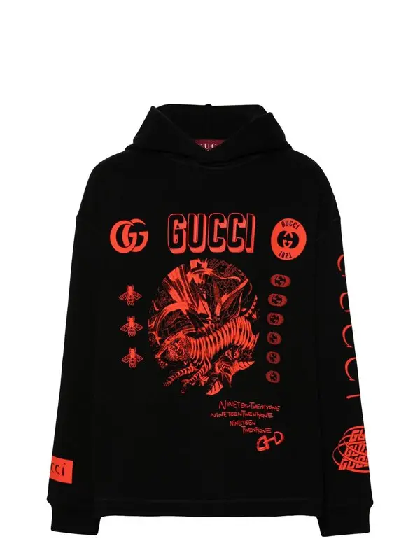 Gucci Logo-embroidered Hoodie - Black