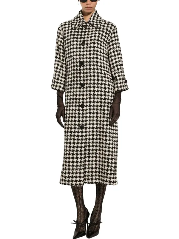 Dolce & Gabbana Houndstooth Trench Coat - Black