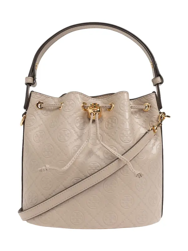 Tory Burch All-over Logo Bucket Bag - Neutrals