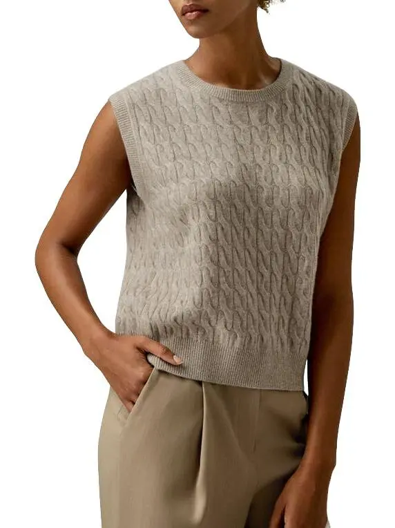 Lilysilk Cashmere Knit Vest - Camel