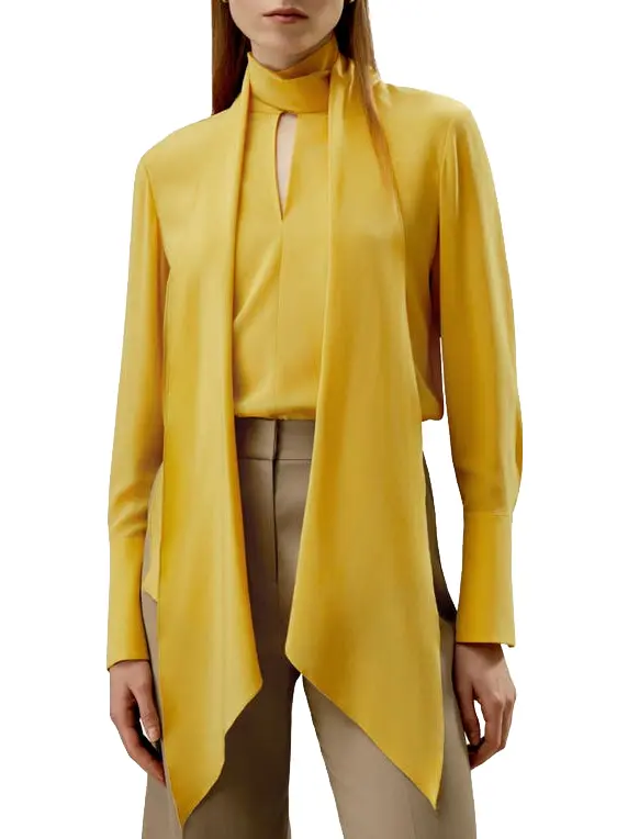 Lilysilk Flowing Draped Tie-neck Silk Blouse - Ginger