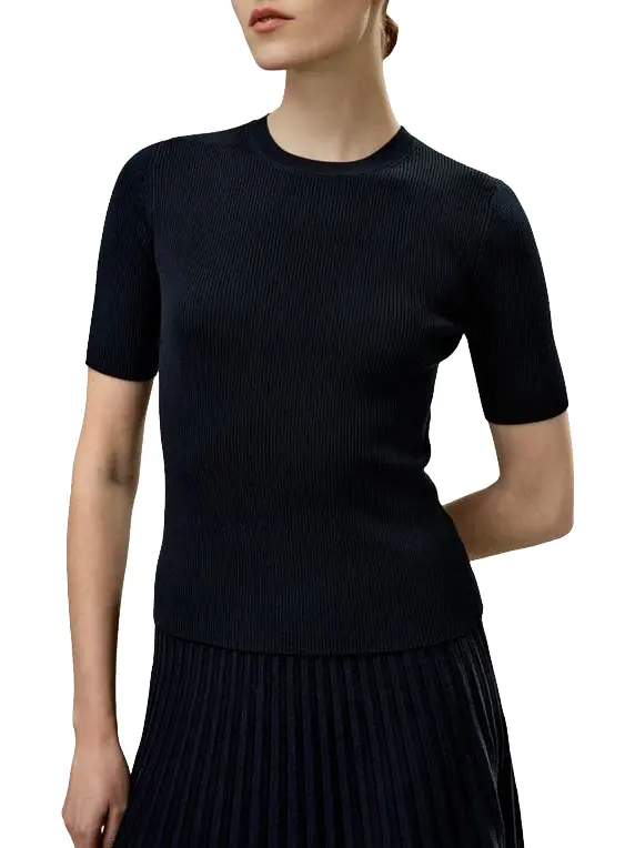 Lilysilk Essential Silk Knit Top - Navy Blue