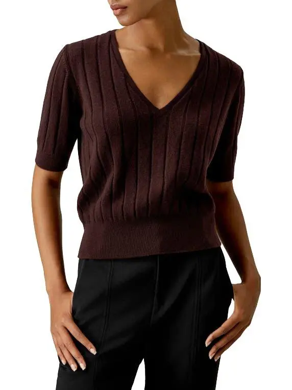 Lilysilk Cashmere V-neck T-shirt - Fruitwood