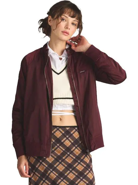 MEMBERS ONLY Satin Bomber Jacket - Burgundy