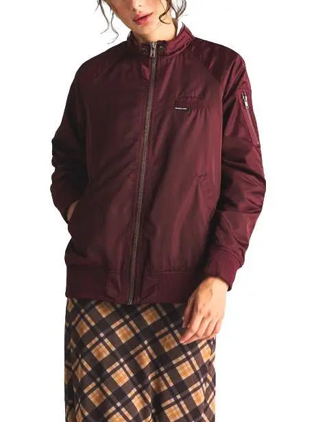 MEMBERS ONLY Satin Bomber Jacket - Dark Red