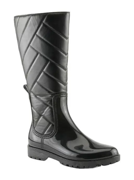 SPRING STEP SHOES Maiza Waterproof Quilted Rain Boots - Black