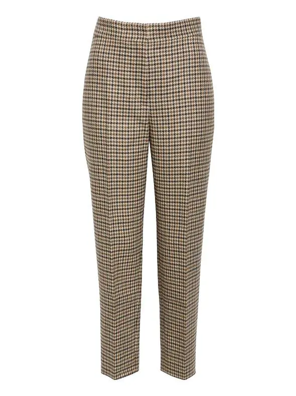 Akris Feryn Houndstooth Wool Ankle Pants - Beige/cognac/black