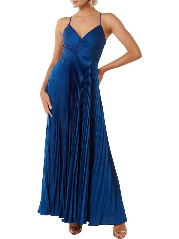 EVER NEW Geri Pleated Maxi Dress - Sapphire Blue