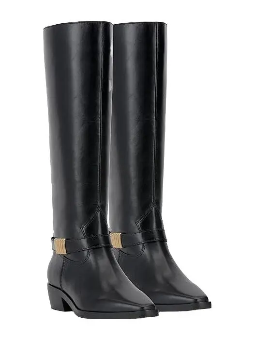 Vince Camuto Melise Knee High Boots With Belted Ankle Detail - Black
