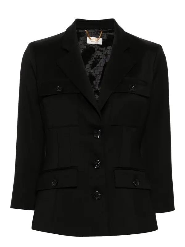 Elisabetta Franchi Multi-pocket Twill Blazer - Black
