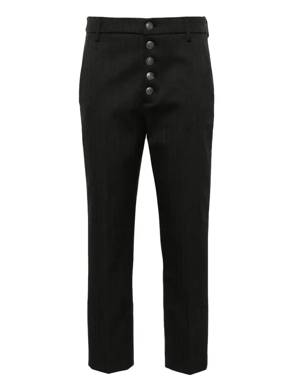 DONDUP High-waisted Cropped Trousers - Black