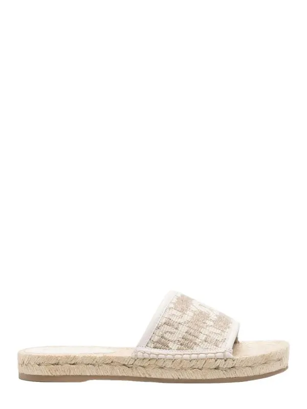 TOD'S Embroidered Raffia Sole Sandals - Neutrals