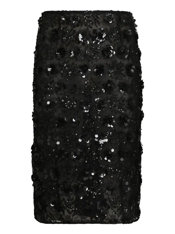 Dolce & Gabbana Sequin-embellished Tweed Skirt - Black