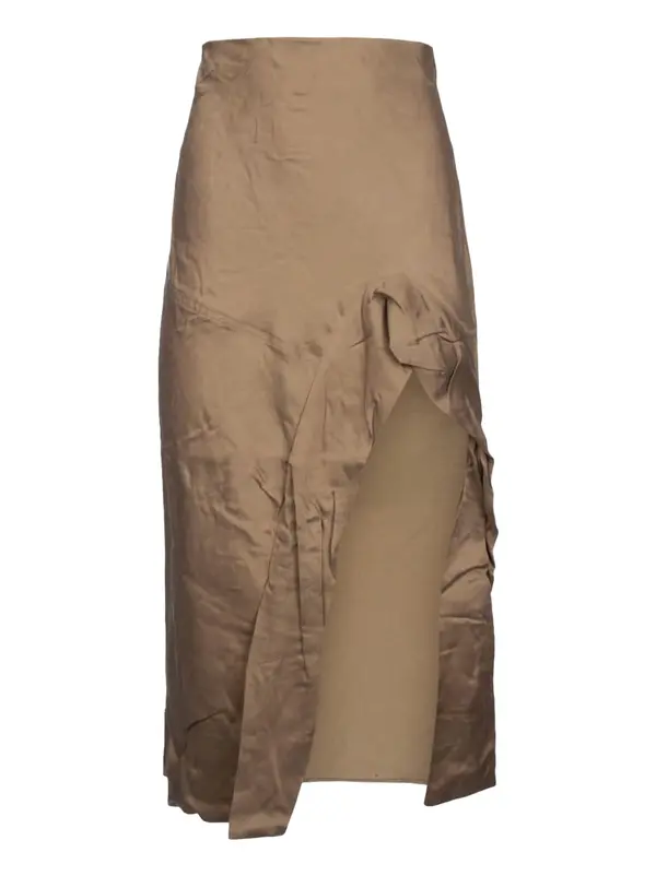 Yuzefi Ruffle-detail Calf-length Skirt - Brown