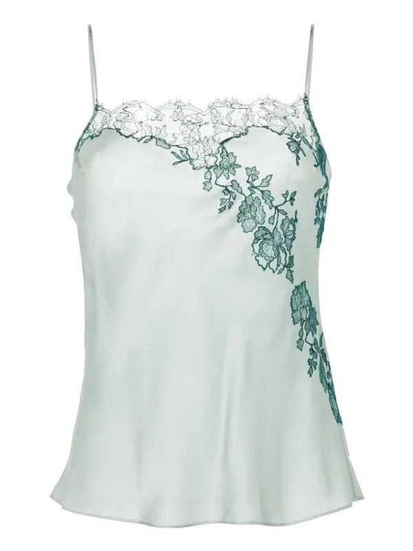 Carine Gilson Lace-trimmed Silk Camisole - Blue