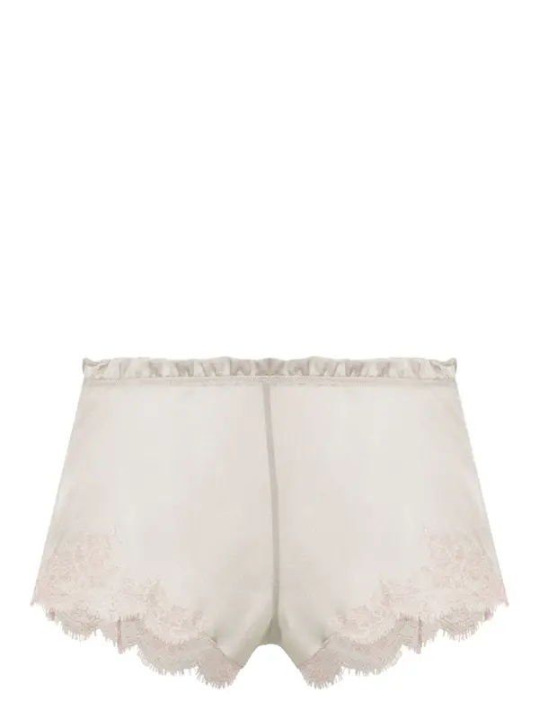 Carine Gilson Calais-caudry Lace-trimmed Silk Shorts - Grey