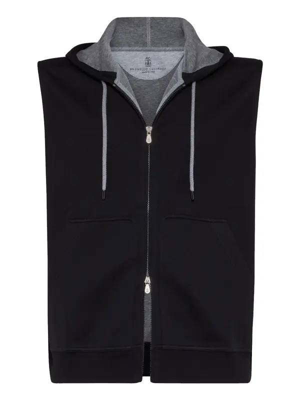 Brunello Cucinelli Sleeveless Zipped Hoodie - Black