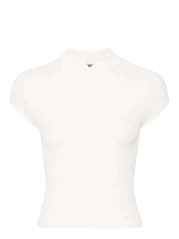 TWINSET Ribbed Knit Sleeveless Top - White