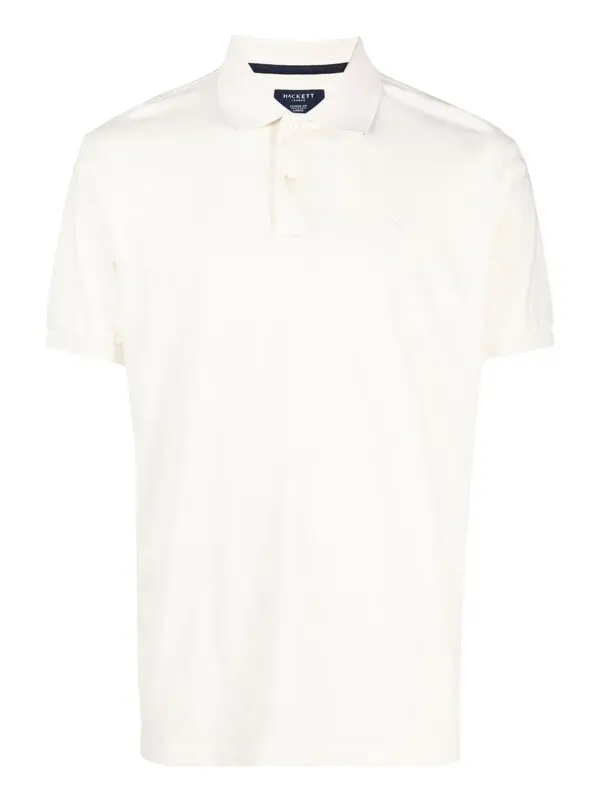 HACKETT Logo-embroidered Cotton Polo Shirt - Neutrals