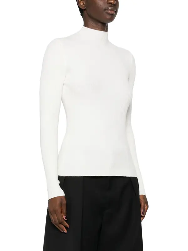 TWINSET Ribbed Turtleneck Sweater - White