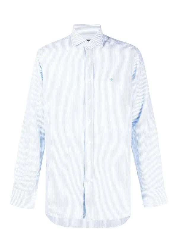 HACKETT Bengal Stripe-pattern Linen-blend Shirt - Blue