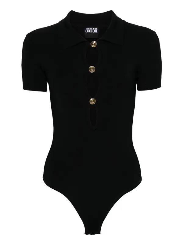 Versace Polo-collar Knitted Bodysuit - Black