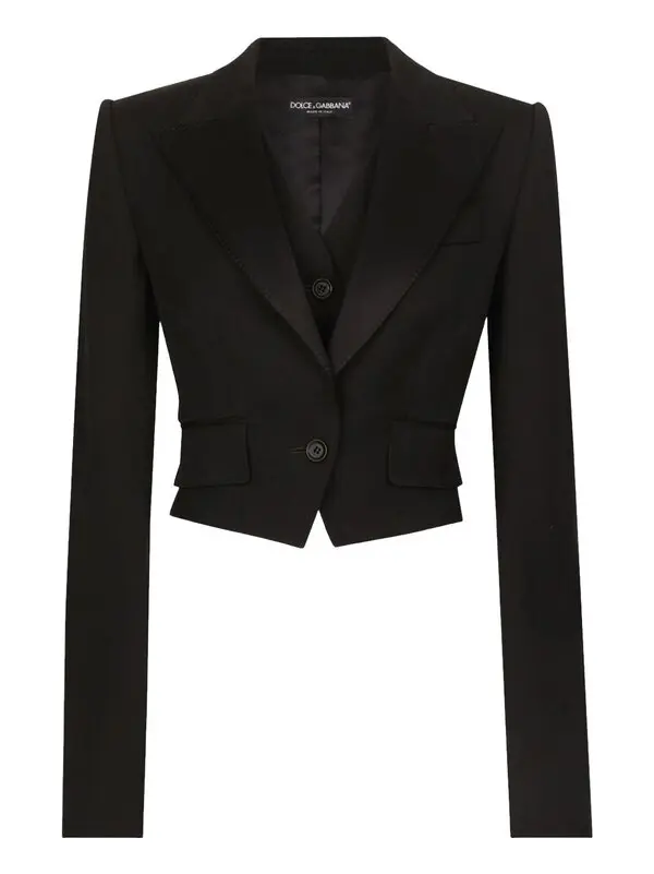 Dolce & Gabbana Gabardine Cropped Jacket - Black
