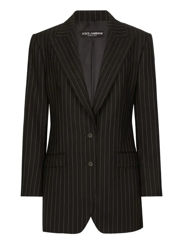 Dolce & Gabbana Striped Virgin Wool Blazer - Black