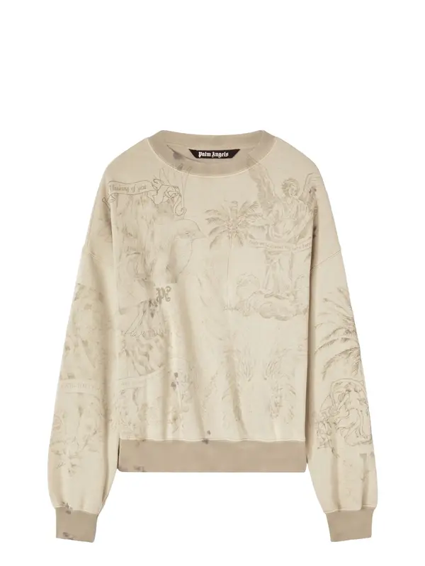 Palm Angels Graphic-print Cotton Sweatshirt - Neutrals