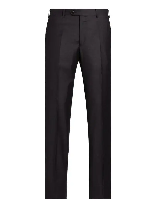 Giorgio Armani Textured Solid Wool Trousers - Black Wool