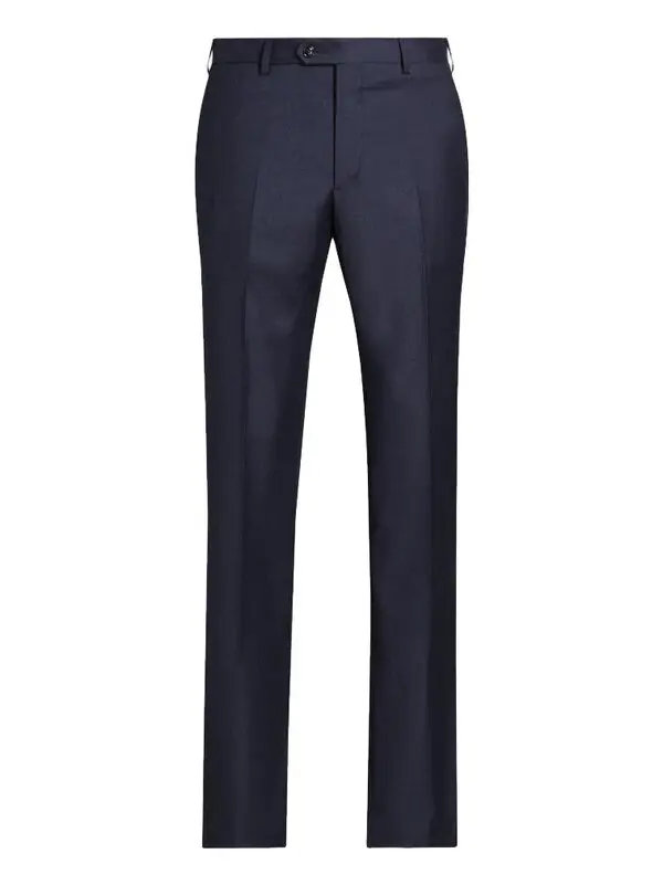 Giorgio Armani Textured Solid Wool Trousers - Dark Blue Wool