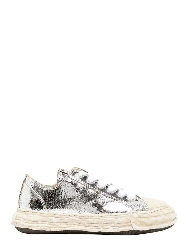 Mihara Yasuhiro Peterson Og Sole Leather Low Cracking Leather Sneakers - Silver
