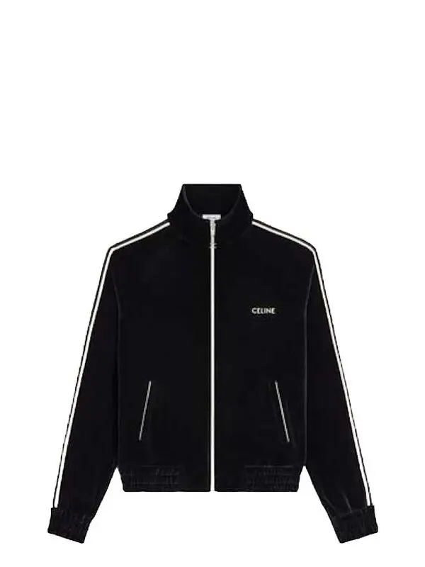 Celine Velvet Jersey Tracksuit Jacket - Black/white