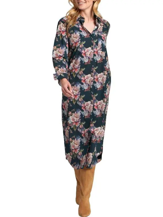 APNY Floral Print Shirtdress - Navy Multi