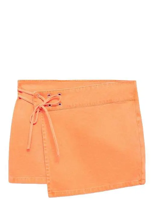 Mango Wrap Mini Denim Skirt - Orange