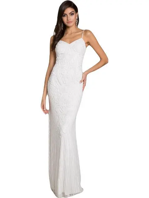 LARA NEW YORK Brooke Beaded Gown - White