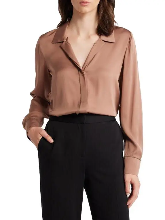 Kobi Halperin Stretch Silk Shirt - Sepia