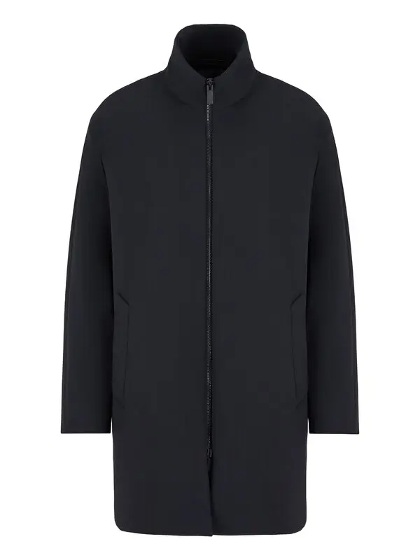 Giorgio Armani Technical Wool Pea Coat - Navy_blue