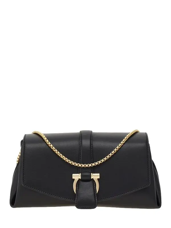 FERRAGAMO New Line Leather Shoulder Bag - Nero