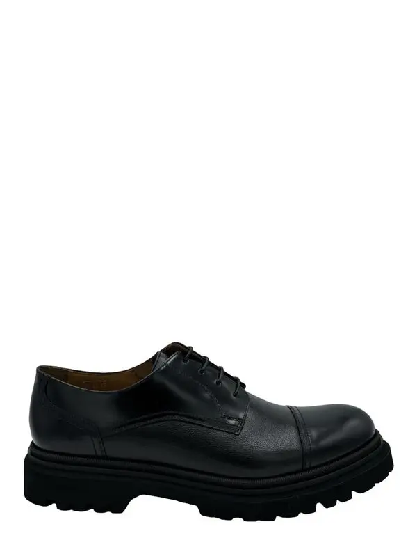 ZANONI Derby Cap Toe Shoes - Black