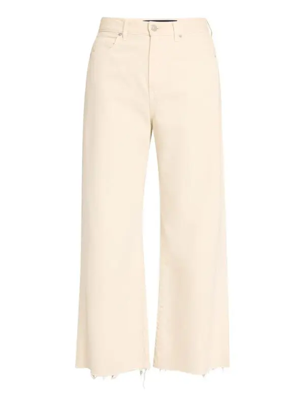 Veronica Beard Taylor Cropped Wide Leg Jeans - Ecru