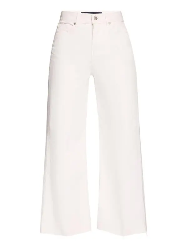 Veronica Beard Taylor Cropped Wide Leg Jeans - White