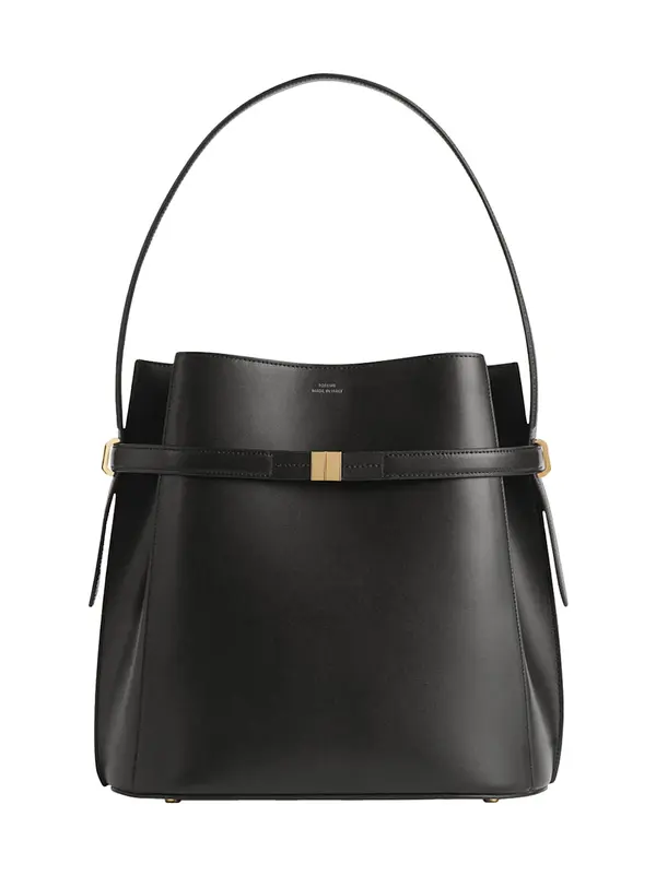 TOTEME Belted Napa Leather Bucket Bag - Black