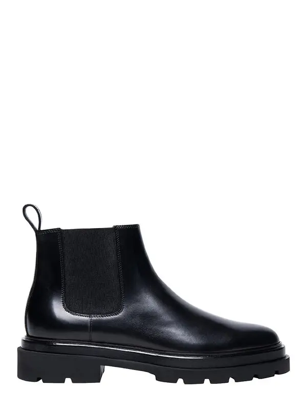 Santoni Forestlow Leather Chelsea Booties - Black