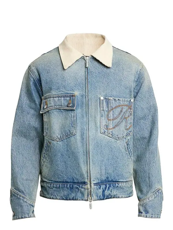 Rhude Western Zip-up Denim Trucker Jacket - Blue