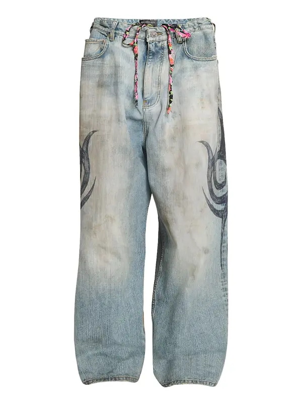 Balenciaga Tattoo Baggy Jeans - Gris Chine