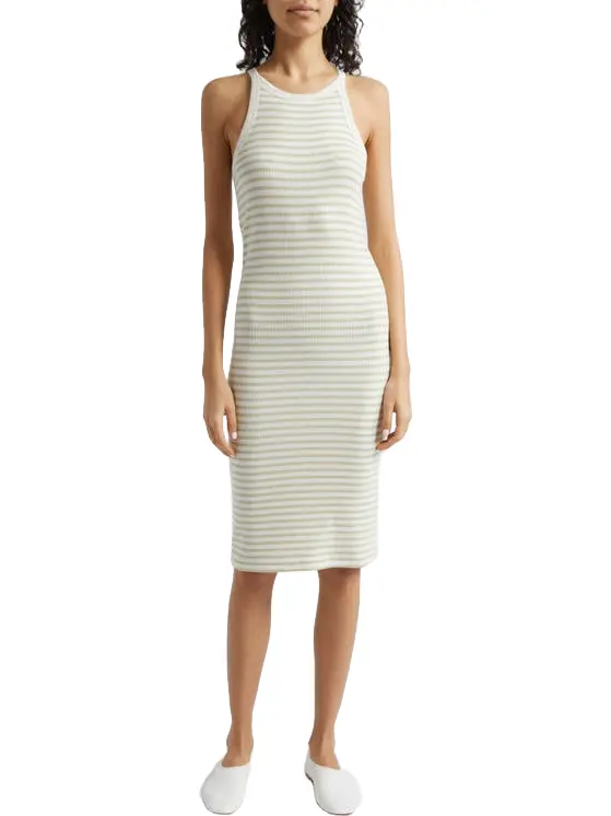 ATM Anthony Thomas Melillo Stripe Rib Tank Dress - Chalk/morning Mist