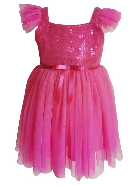 POPATU Sequin & Tulle Party Dress - Hot Pink